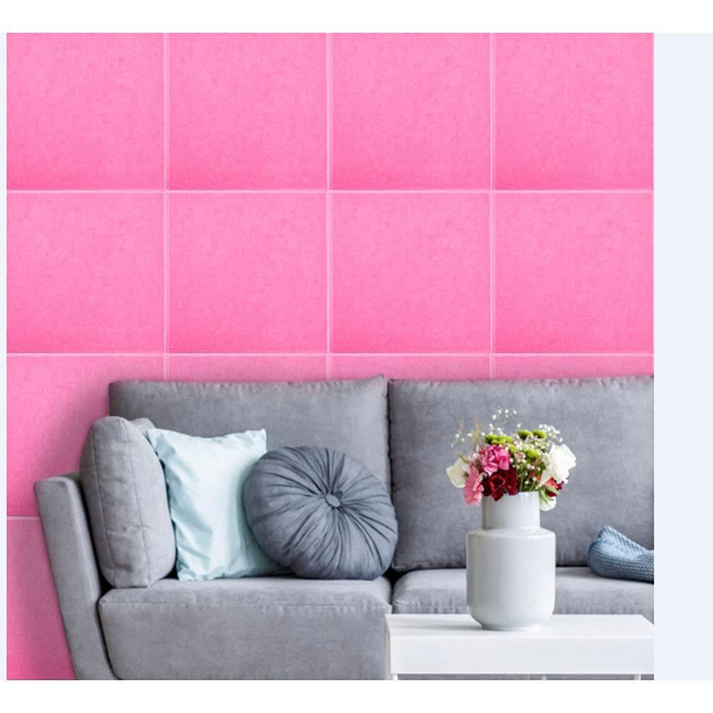 12 Pack Acoustic Foam Panels, 12" x 12" x 0.4" Studio Soundproof Foam Panels | Wall Noise Canceling Dampening Absorbing Barrier Padding Pads | Studio Ceiling Bedroom, Flameproof Non-Stick (Pink)