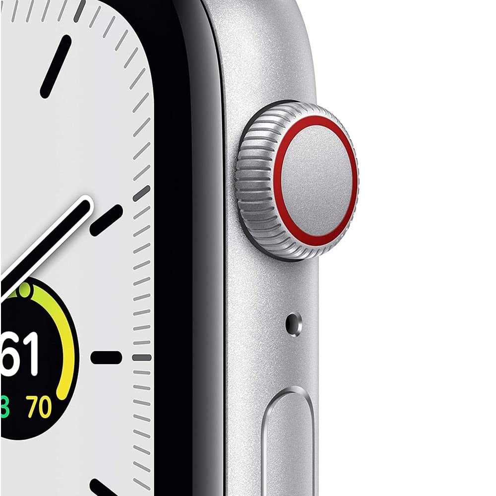 Apple Watch SE (GPS + Cellular, 40mm) - Silver Aluminum Case with White Sport Band (Renewed)