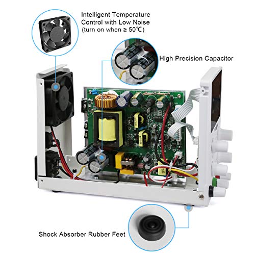 Kungber DC Power Supply Variable, 30V 10A Adjustable Switching Regulated DC Bench Linear Power Supply with 4-Digits LED Power Display 5V/2A USB Output, Coarse and Fine Adjustments with Alligator Leads