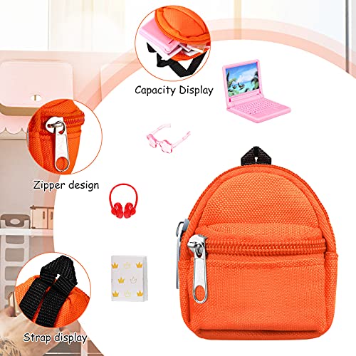 20 Pieces Doll Travel Accessories Include Mini Laptop Scene Simulation Doll Backpack Bag with Zipper Mini Headsets Toy Sunglasses Mini Book for 1/12 1/6 Scale Dolls House Decoration (Elegant Style)