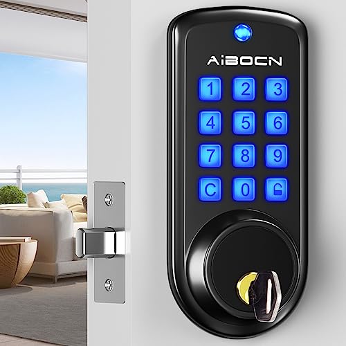 Aibocn Door Lock with keypad, Electronic Keypad Deadbolt, Keyless Entry Door Lock with Auto-Lock, Anti-Peeping Password, Easy to Install and Program, Smart Lock for Home Bedroom Garage