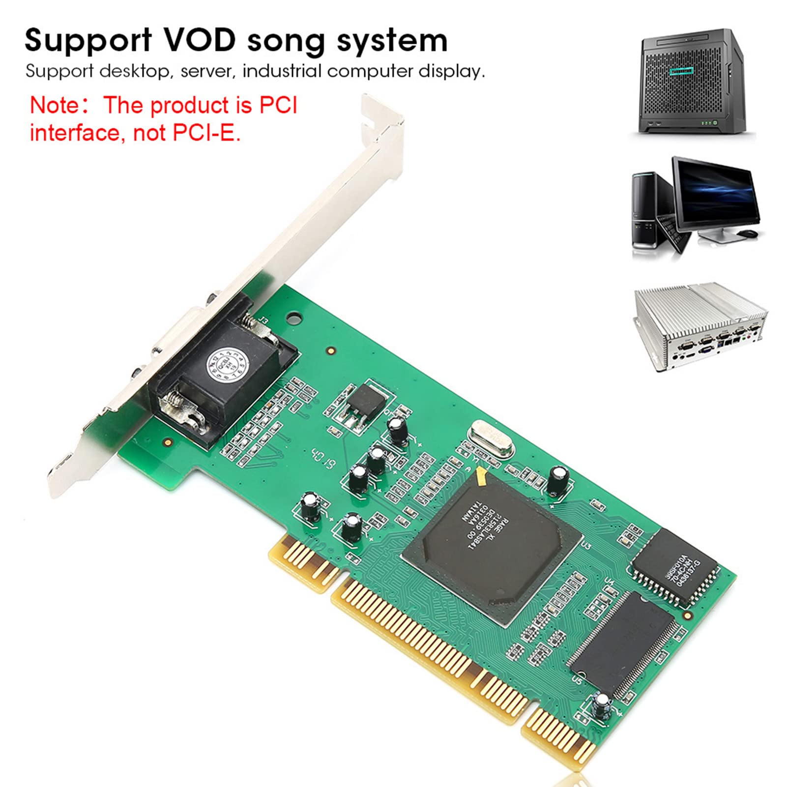8MB Graphics Card VGA PCI 32Bit for Server, Industrial Computer Multi-Display for Rage XL, 32Bit PCI VGA Video Card, 64Bit PCI-X Universal Video Card for Desktop Computers