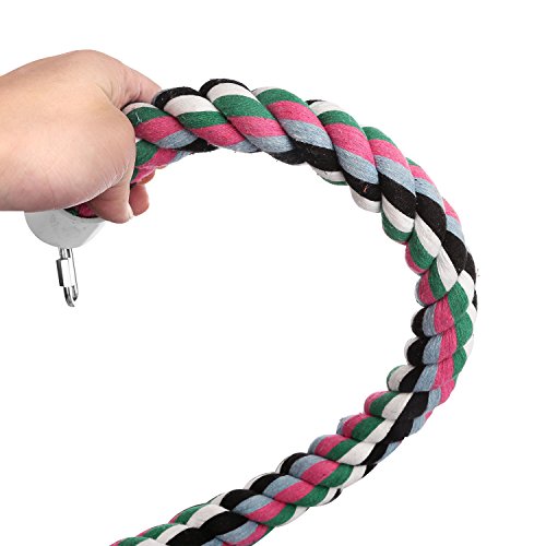 AigouĀ® Bird Spiral Rope Perch, Cotton Parrot Swing Climbing Standing Toys with Bell (Large - 94.4 inch)