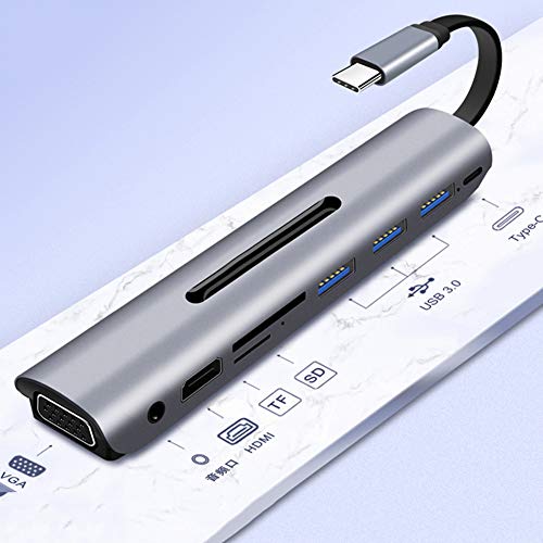 XUNMAIFHB Portable Docking Station,USB C HUB Docking Station 7 in 1 hdmi Cooling Fast TF/SD, USB3.03, Type-c PD Charging, HDMI 4K Fast Transmission