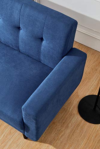 Peciafy Mid-Century Modern Loveseat/Sofa/Couch, with Upholstered Fabric in Brown for Living Room, Bedroom, Office, Apartment - Blue