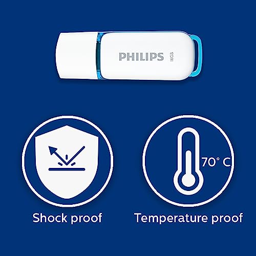 PHILIPS 16GB Flash Drive, Snow Edition USB 2.0 - White/Blue - 3-Pack