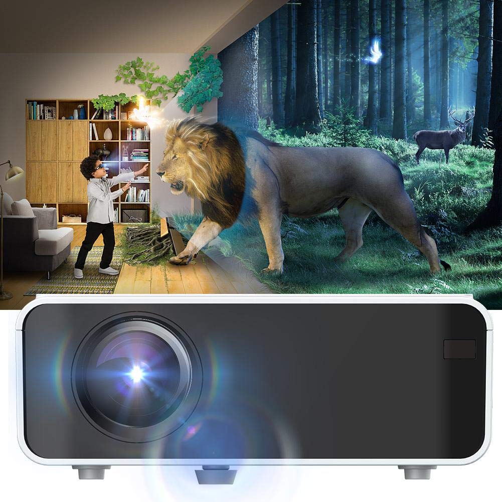 ASHATA Projector 1500 Lumens 4K HD Video Projector 150'' Home Cinema LCD Movie Projector with Remote Control Support 1080P VGA AV USB Bluetooth for Home Entertainment