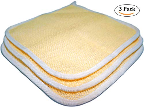 3 pcs/set Dual-Sided With Soft Weave Exfoliating Scrub and Soft Terry Cloth Towel Home Spa Exfoliating Face and Body - Shower Scrubber - Remove Dead Skin -Great for Skin Care in the Massage Bath
