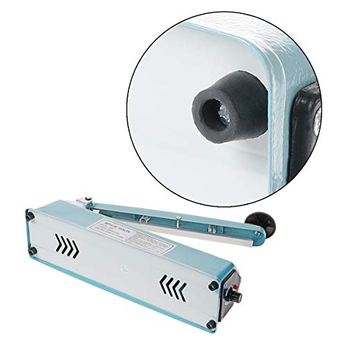 8" (200mm) Impulse Sealer 300w- Manual Plastic Poly Bag Heat Sealing Machine Closer Kit w/Adjustable Timer, Portable with Free Replacement Element Grip and Teflon Tape