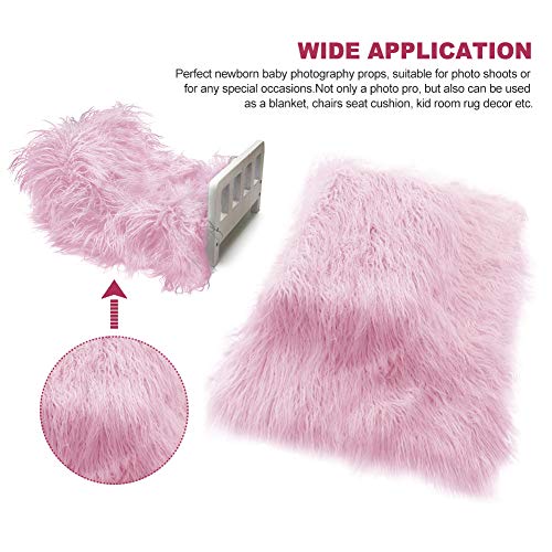 CALIDAKA Baby Photo Props Blanket,Newborn Faux Fur Photography Basket Stuffer Rug,Beanbag Background Backdrop Mat (Pink)