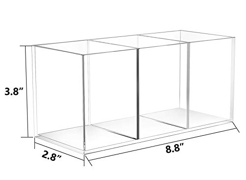 Dingelex Acrylic Pen Holder 3 Compartments,Clear Pencil Cup Organizer for Countertop Desk Accesorry Storage,Large Acrylic Marker Pencil Holder