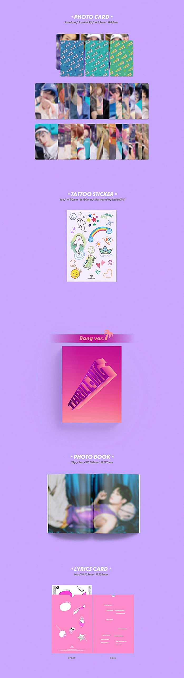 Cre.ker Entertainment THE BOYZ - THRILL-ING (6th Mini Album) Album+Extra Photocards Set (KICK ver.), 122513