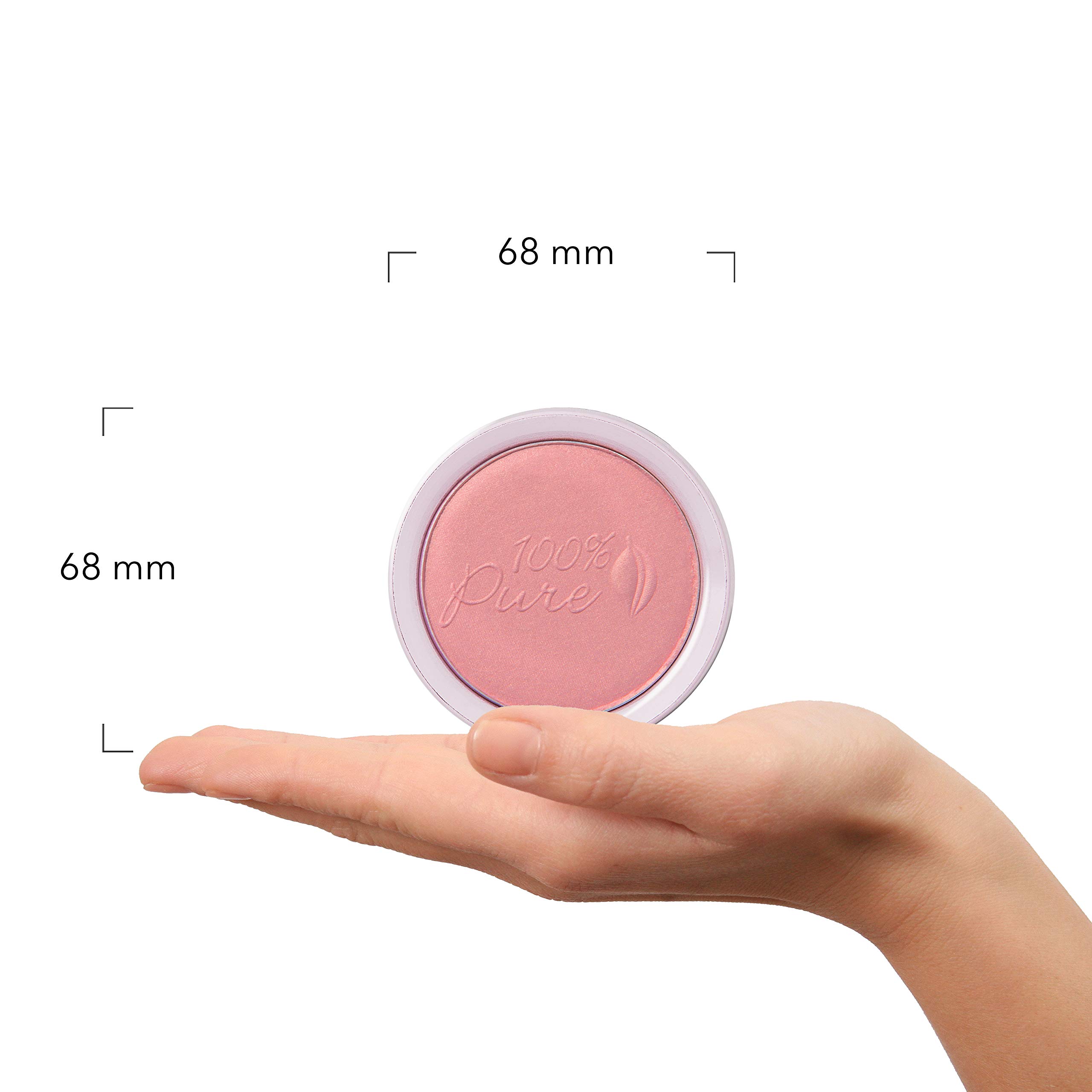 100% PURE Powder Blush (Fruit Pigmented), Chiffon, Soft Shimmery Finish, Nourishes Skin w/Rosehip Oil, Cocoa Butter, Natural Makeup (Soft Pink) - 1.81 oz