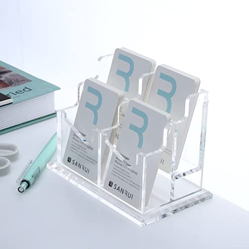 SANRUI Vertical Business Card Holder, Acrylic Business Card Display,Clear Desktop Business Card Stand for Exhibition, Home & Office