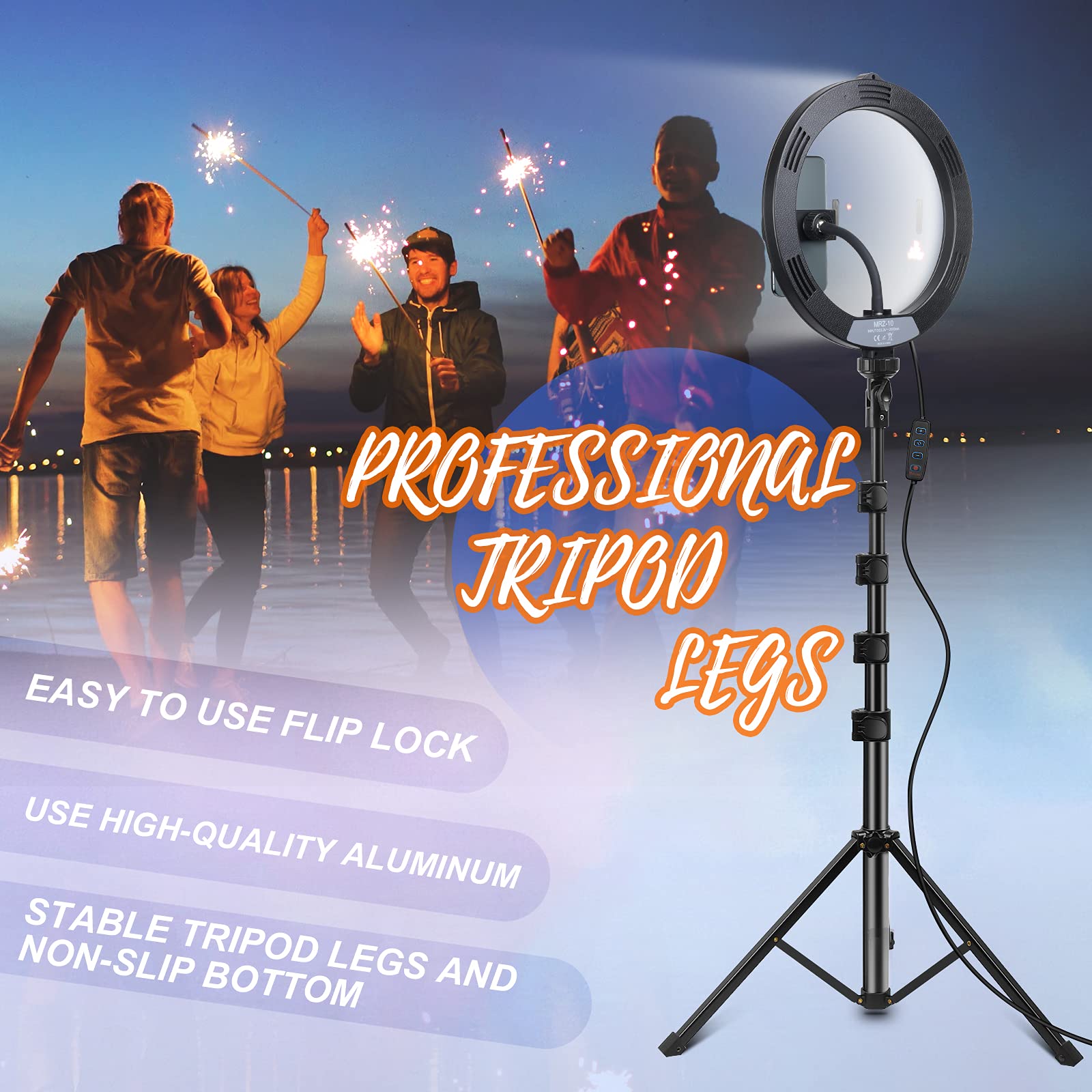 10" Selfie Ring Light for Live Stream/Makeup/TikTok/YouTube Video, Dimmable Ringlight with Extendable Tripod Stand and Phone Holder LED Circle Lights