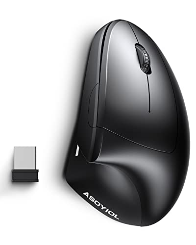 ASOYIOL Ergonomic Mouse Wireless,Ergo Mouse Vertical Mouse 6 Buttons 3 Adjustable DPI 800/1200/1600 Levels,Sideways Mouse Right Handed for PC Laptop