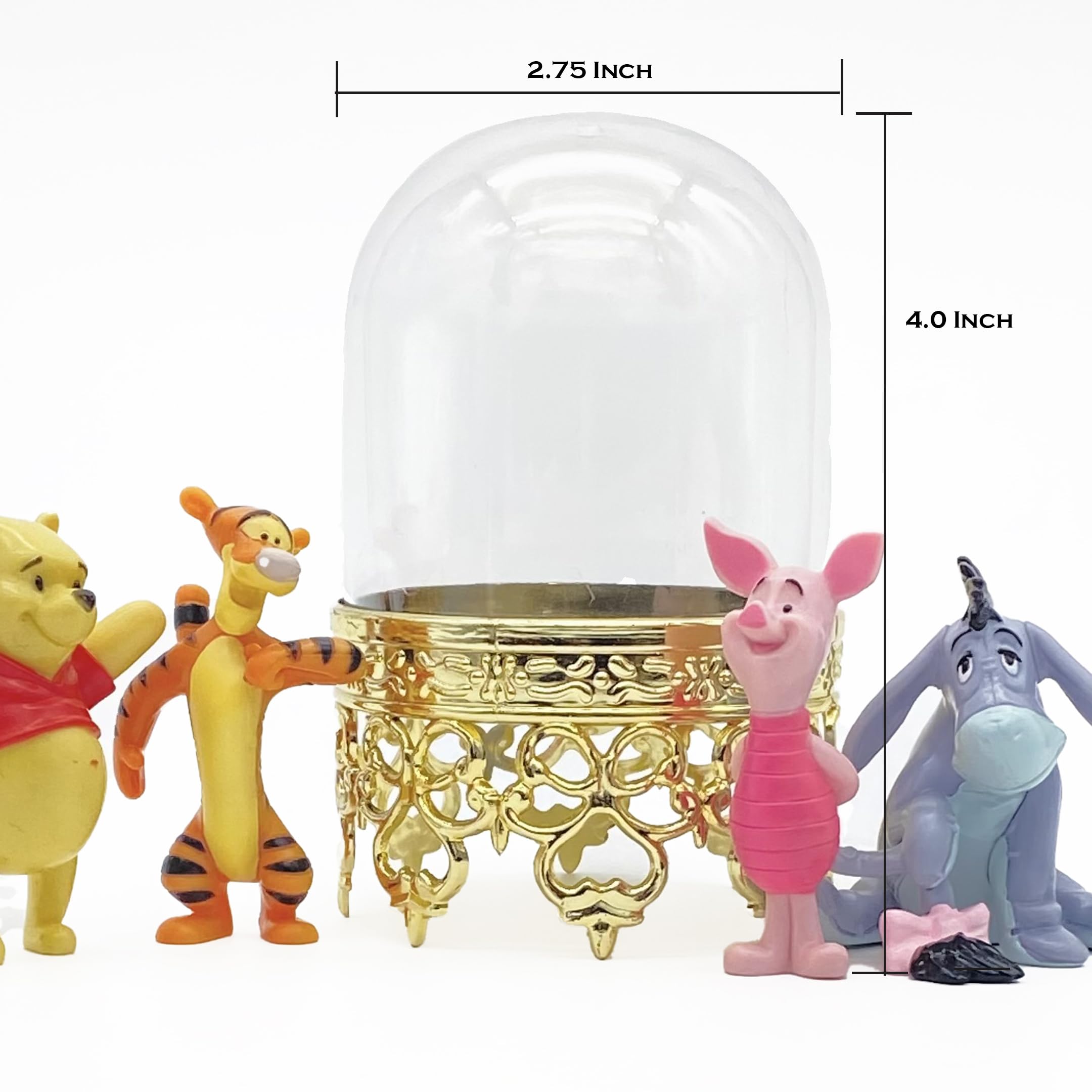 12 Pack Cake Plate Stand with Dome Cover (Gold), Mini Cloche Display, Display Cakes, Figurines (12 Gold)
