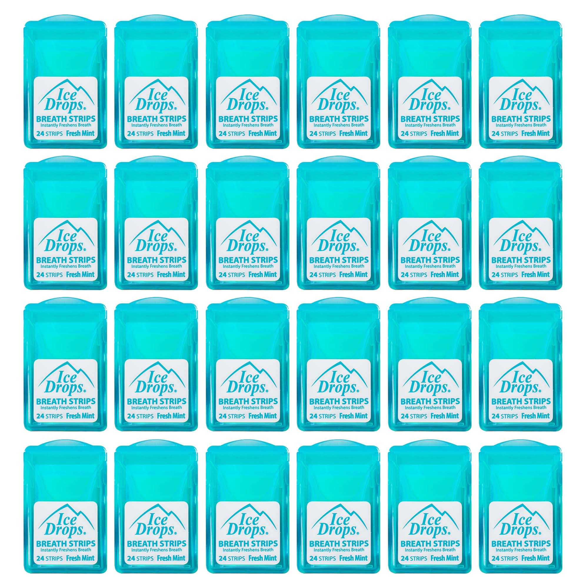 Ice Drops® | 24 Individual Packs of Sugar-Free Breath Strips for Instant Fresh Breath | Each Pack has 24 Fresh Mint Flavored Strips (576 Total Strips)