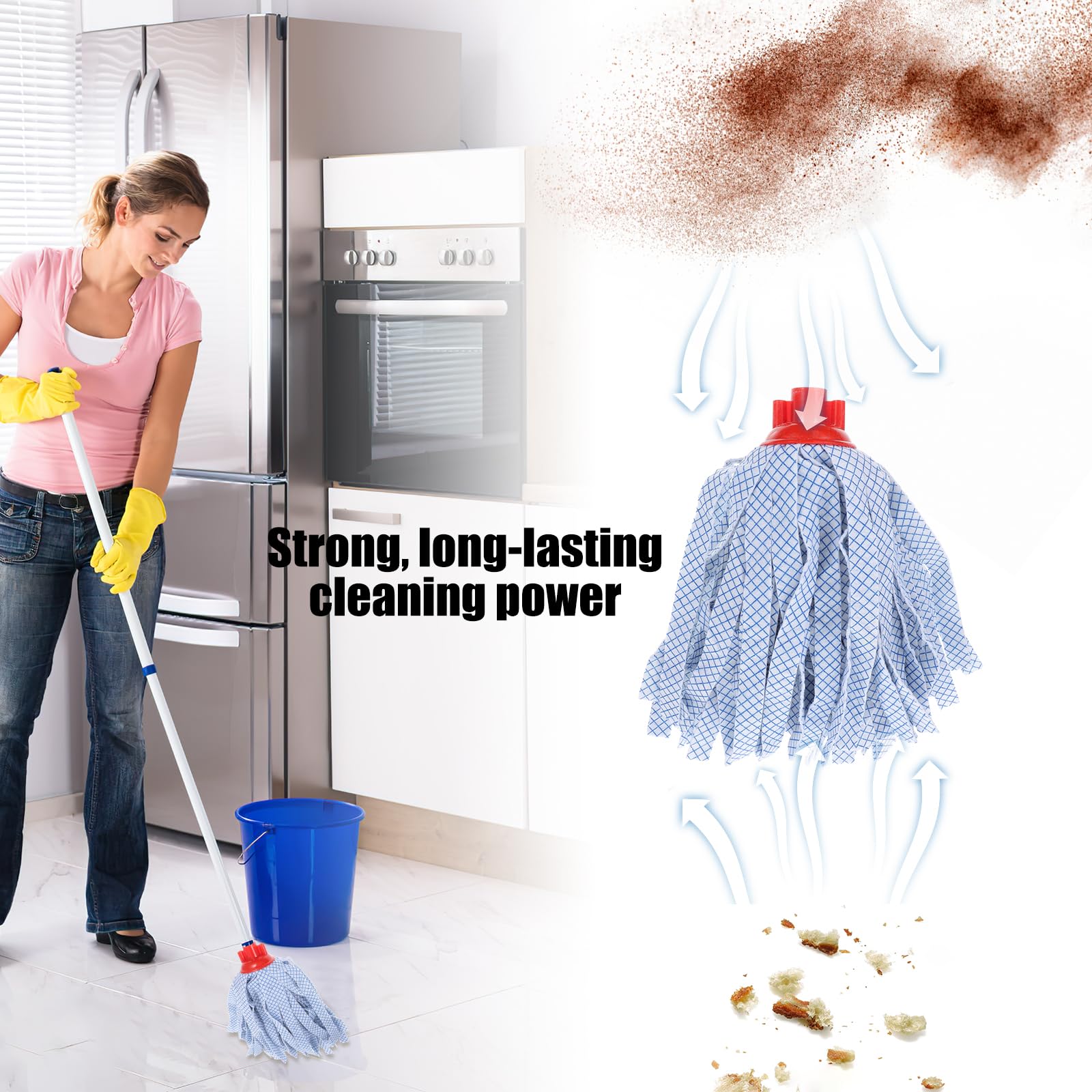 2Pcs Mop Head Replacement | Absorbent Microfiber | Self Wringing Mop | Best Mop Refill General Cleaning Mop Heavy Duty Commercial Replacement(Random Color)