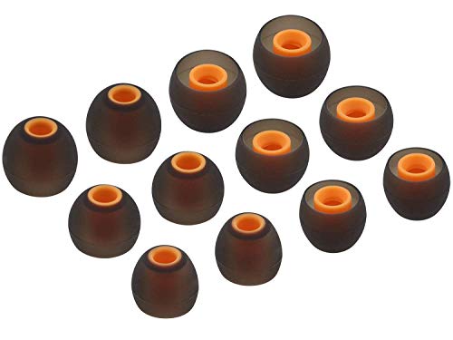 ALXCD Ear Tips for Lifestyle Tune 110BT in-Ear Headphones, 6 Pairs S M L Sizes Replacement Silicone Earbud Tips, Fit for 110BT，Black/Orange