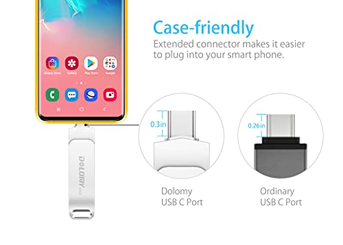 USB C Flash Drive, Dolomy 64GB USB 3.1 to USB C Thumb Drive, 2 in 1 OTG Metal Type C Flash Drive for USB C Smartphones, Tablets, PC, USB C Devices