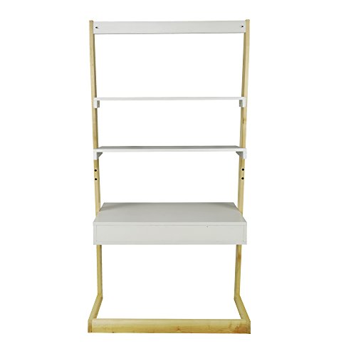 American Trails Freestanding Ladder Desk With Drawer, Natural Maple/White