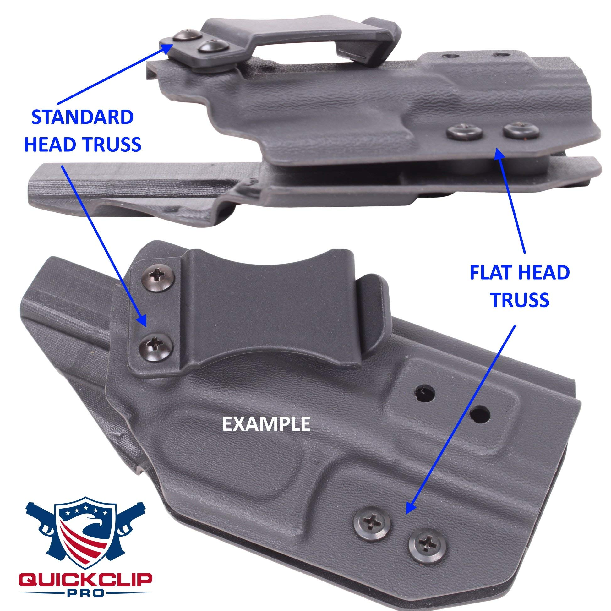 Black Chicago Screw - Thru Hole Binding Post Kit 1/8, 1/4, 3/8, 1/2 Inch Machine Screw Fasteners + Rubber Washers, QuickClipPro Kydex Leather Holster Sheath (1/8" - Flat Head 10 Pack)