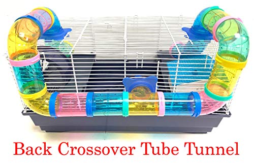 Large 2-Floor Hamster Small Animal Habitat Cage Home with Crossover Tubes Tunnels Hide House Running Wheel for Rodent Gerbil Mouse Mice