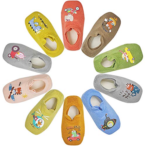 Zumou Toddler Anti Slip Non Skid No Show Socks Low Cut With Grips for Kids Boys Girls Size (1T-2T, Multicolor)