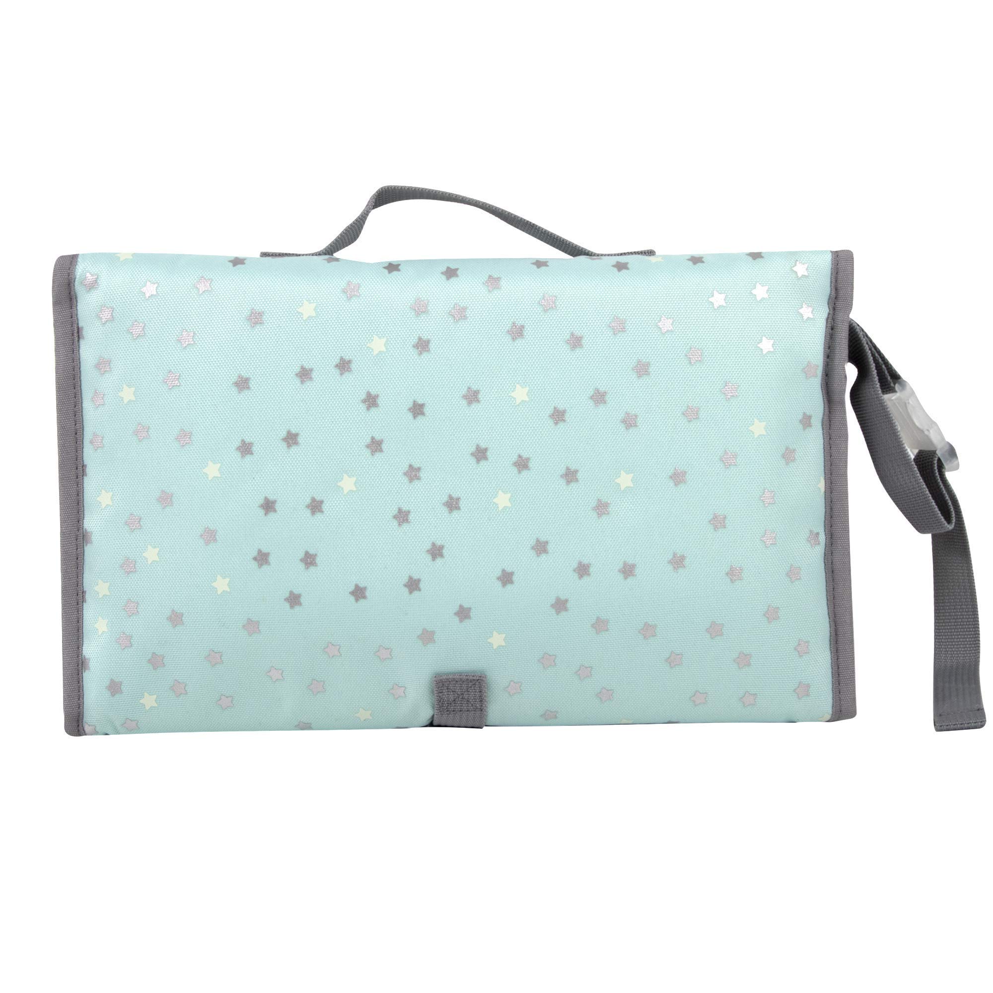 Diaper Bag Tote 5 Piece Set with Sun, Moon, and Stars and Baby Portable Changing Pad, Diaper Bag, Travel Mat Station Gift Set