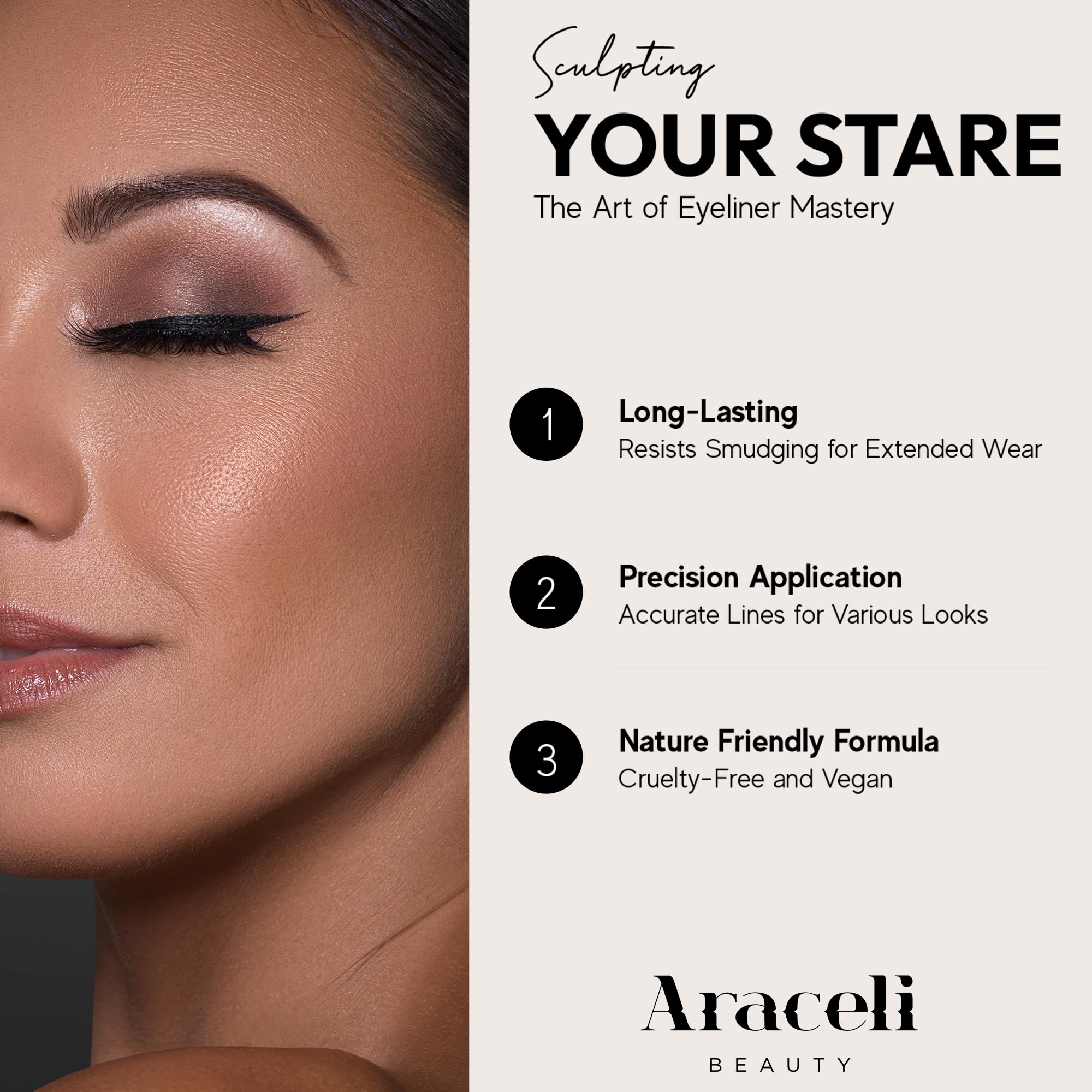 Araceli Beauty Liquid Eyeliner - Water Resistant Long-Lasting Eyeliner Pen - Precision Liquid Eye Liner with Smudge-Proof Formula - Easy Glide & Quick Dry - Perfect for Cat Eye & Winged Looks - Black