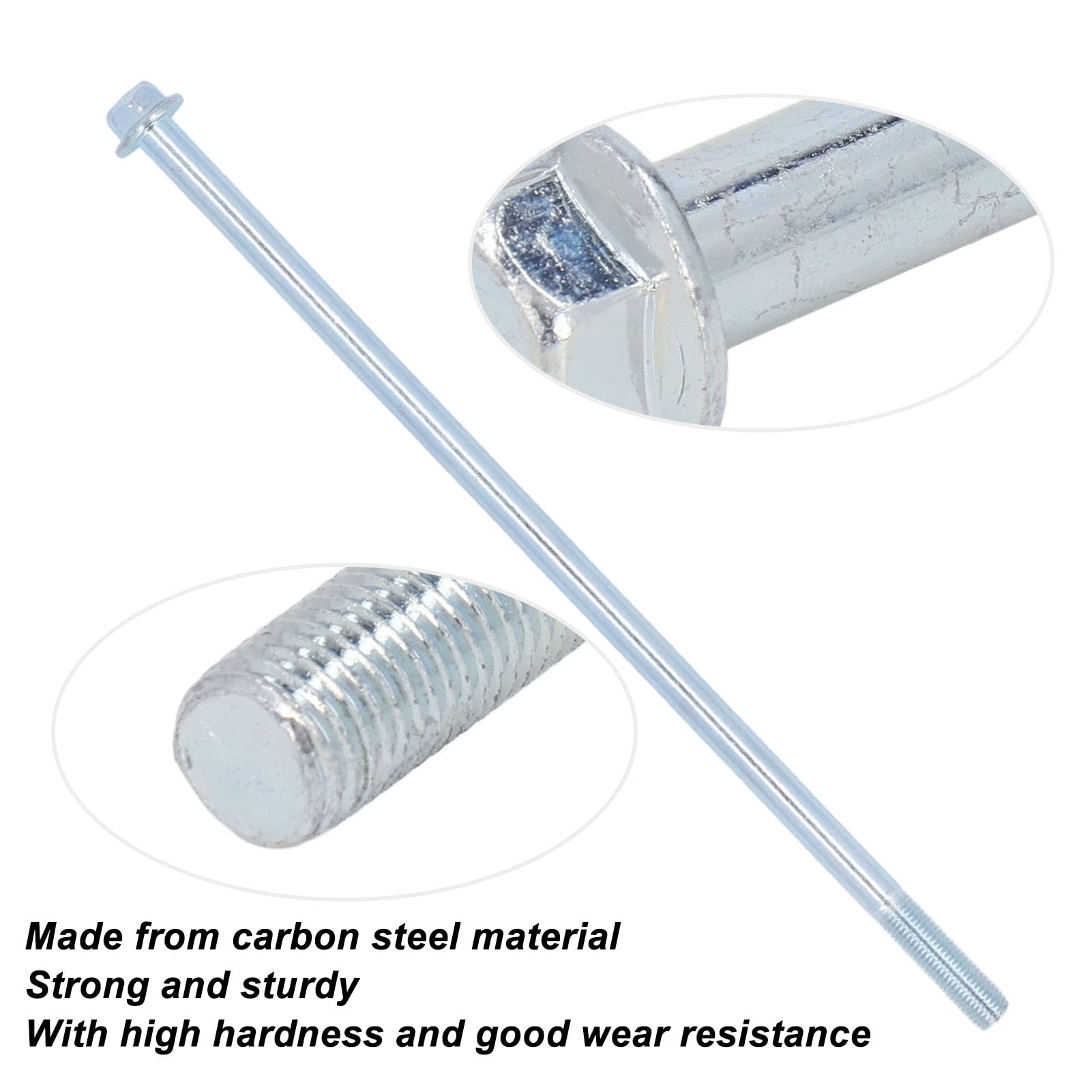 10pcs Carbon Steel Half Thread Hex Head Lengthened Wear Resistance Standard Size High Hardness for Lawn Mower (10*285)