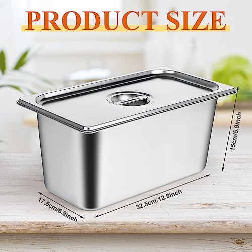8 Packs Stainless Steel Hotel Pans 1/3 Size x 6" Deep Steam Table Pan with Lids Commercial Food Storage Containers Stackable Metal Steamer Pan Anti-Jam Hotel Pan Restaurant Warm Pans for Buffet Party