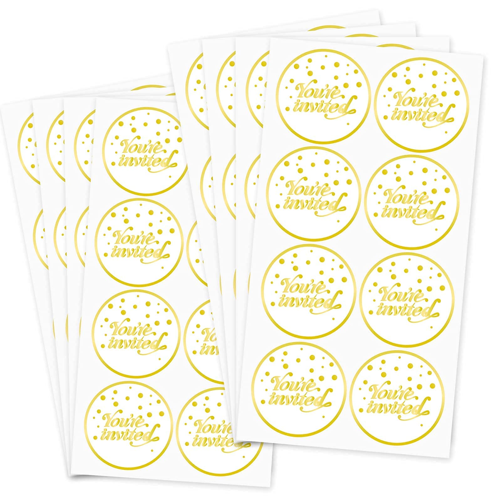 Gold Round You are Invited Stickers,Wedding Stickers for Envelopes,Save The Date Label,2 Inch Invitation Card Envelope Seals,Please Join Us Stickers for Envelopes160 Pcs Per Pack.
