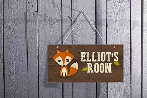 Fox Sign,Personalized Sign, Kid's Name, Kids Door Sign, Baby Nursery Wall Decor, 5" x 10" Sign, Signs