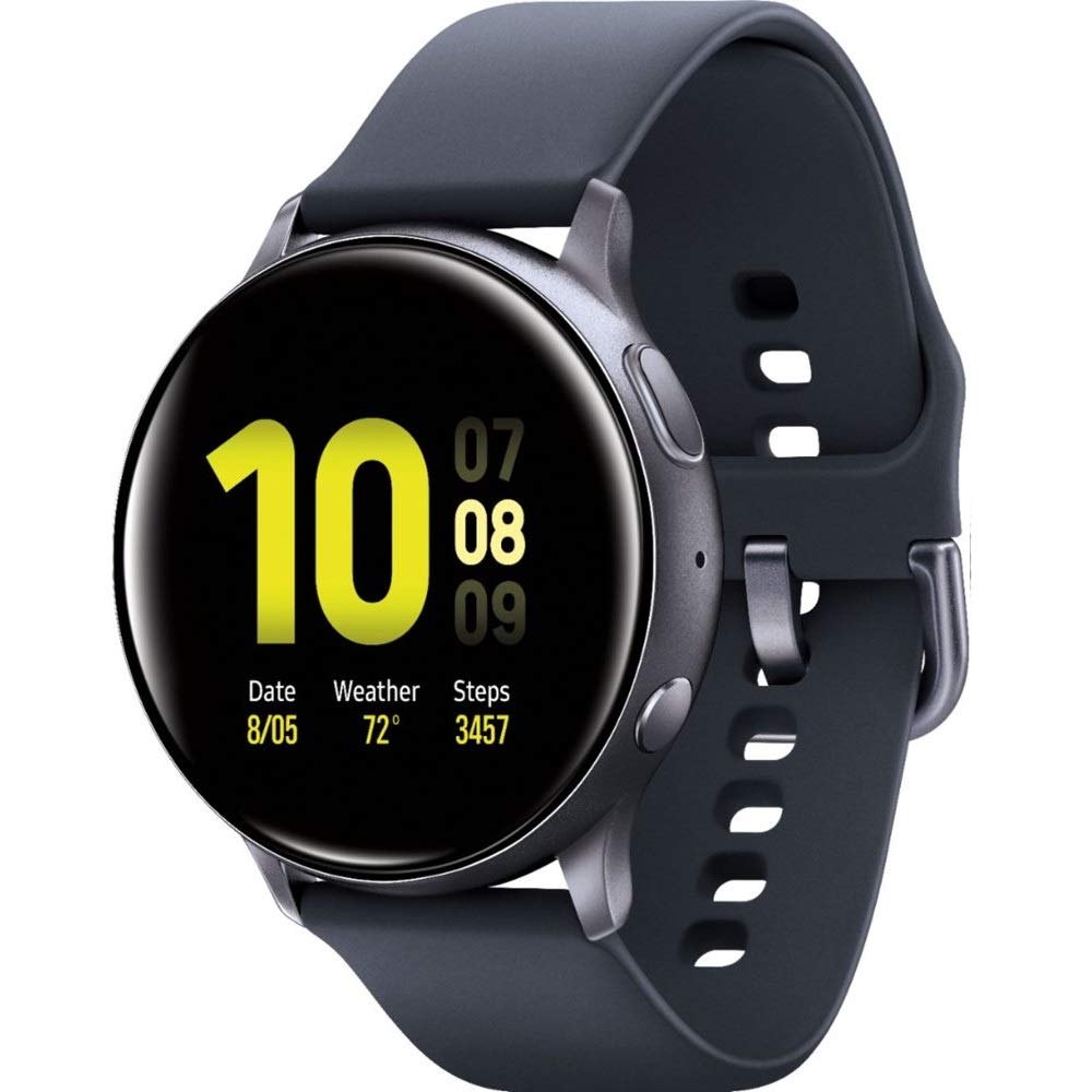SAMSUNG Galaxy Watch Active2 (Silicon Strap + Aluminum Bezel) Bluetooth - International Heart Rate Monitor (Aqua Black, R830-40mm)