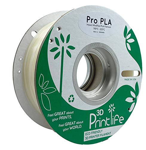 3D Printlife Pro PLA 1.75mm Clear, 1KG of Premium Impact Modified PLA 3D Printer Filament, Dimensional Accuracy < +/- 0.05 mm