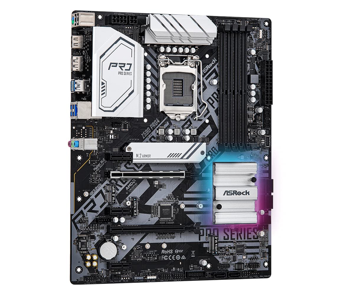 ASROCK Z590 PRO4 Socket LGA1200/ Intel Z590/ DDR4/ Quad CrossFireX/ SATA3&USB3.2/ M.2/ ATX Motherboard