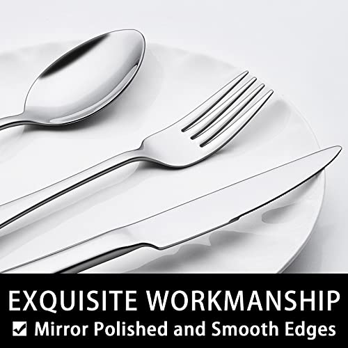 50-Piece Silverware Set, Stainless Steel Flatware Set for 10, Food-Grade Tableware Cutlery Set, Utensil Sets for Home Restaurant, Mirror Finish, Dishwasher Safe