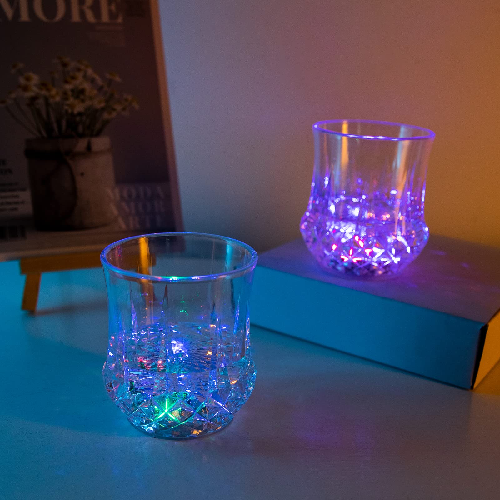 2 Packs Flash Light Up Cups Liquid Activated Multicolor LED Glasses Fun Light Up Drinking Shot Glasses,Glowing Wine Glasses Led Flashing Cups,Favors Adults Shot Cups for Party,Bar,Disco