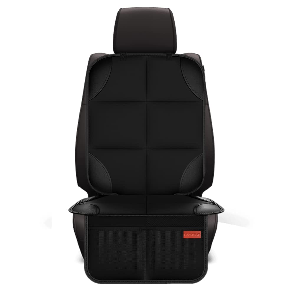 Luckybay Car Seat Protector, 1 Pack Kids Seats Protector XL Size with Thickest Padding and Non-Slip Backing, 2 Mesh Pockets, Durable, Waterproof 600D Fabric, PVC Leather for Baby, Kids, Pet (1 Pack..)