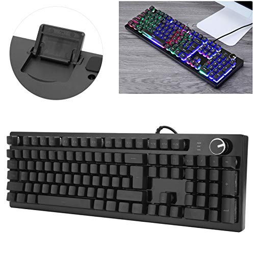 Archuu Mechanical Gaming Keyboard, RGB LED Rainbow Backlight Mechanical Keyboard Wired Gaming Keyboard E-Sport Gaming Home Office Notebook Computer Universal K620D(Black)
