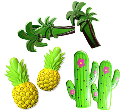 3 Set (6 Ct) Coconut, Pineapple, Cactus Beach Towel Clips Jumbo Size for Beach Chair, Cruise Beach Patio, Pool Accessories, Household Snacks Clip, Baby Stroller Clips by C&H Solutions
