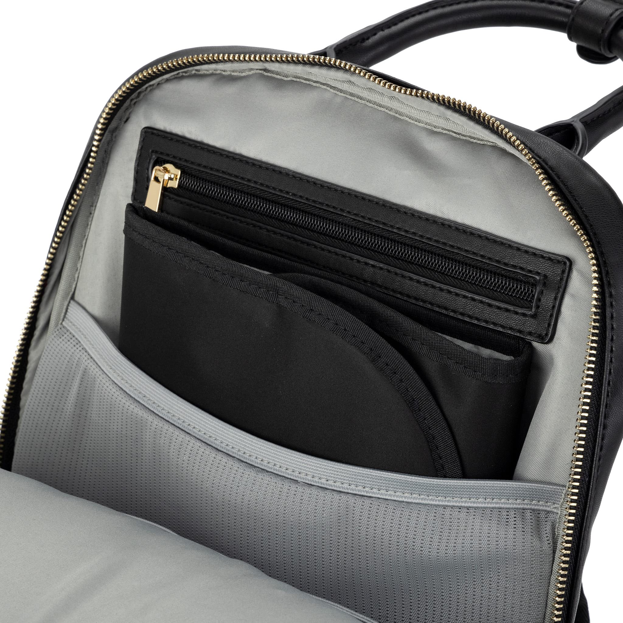 JuJuBe | Million Pockets Vegan Leather Diaper Bag Backpack - Large Travel Backpack for Women | Black Catwalk