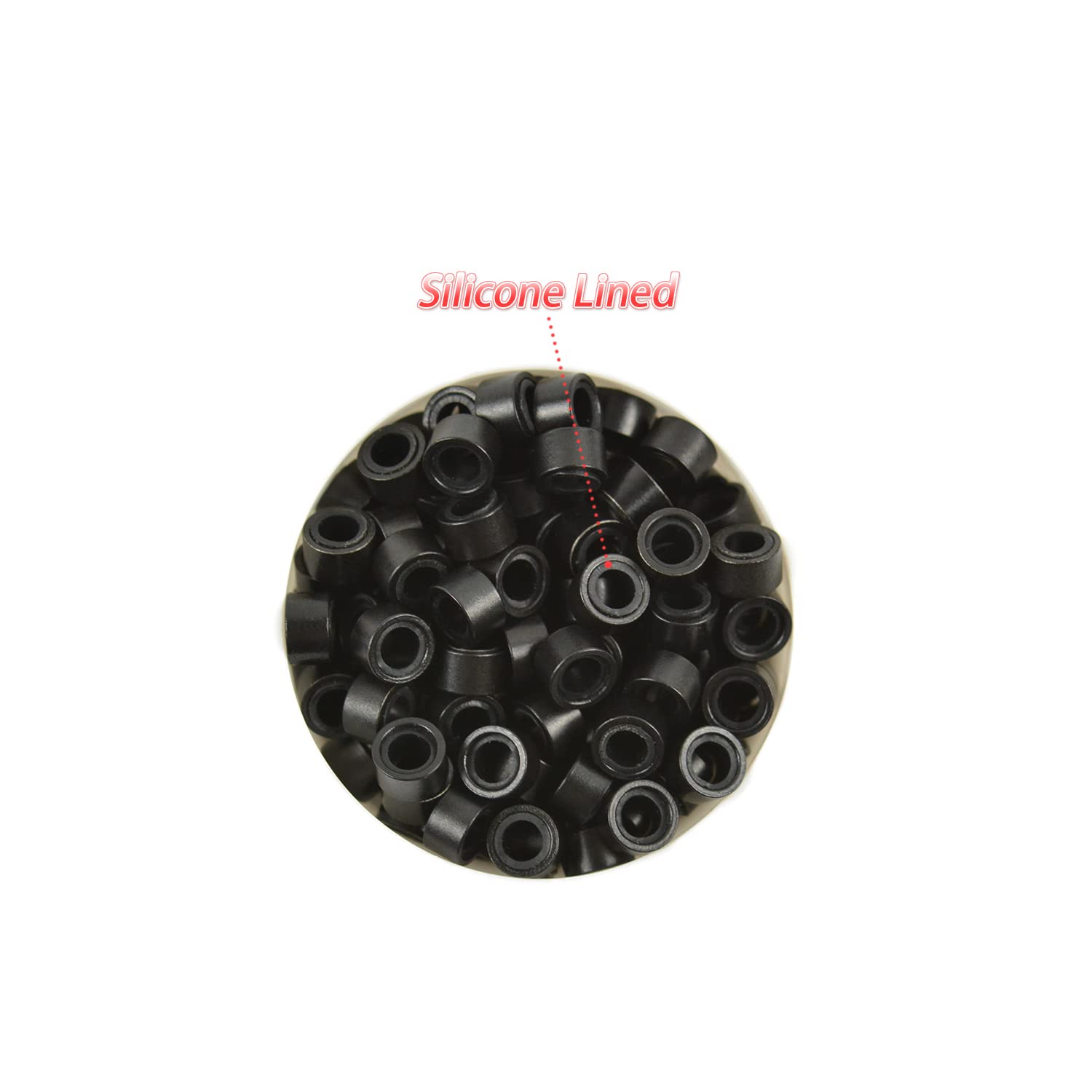 1000 Pcs Silicone Lined Micro Rings Links Beads 5mm Lined Beads for Hair Extensions Tool (Black+Dark Brown+Brown+Dark Blonde+Blonde)