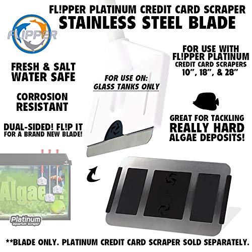 FL!PPER Platinum Aquarium Scraper Stainless Steel Replacement Blade for Fish Tank Cleaning - Replacement Stainless Steel Blade for Glass Tanks - Aquarium Cleaner Blade Card