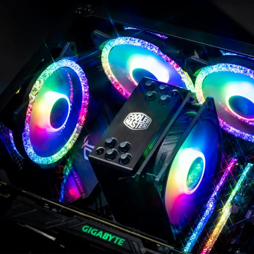 Cooler Master MasterFan MF120 Prismatic Tri-Loop ARGB 3-Pin Fan, 24 Independently LEDs, 6 LEDs Fan hub, 120mm PWM Static Pressure Fan, ARGB Header Extender for Computer Case & Liquid Radiator