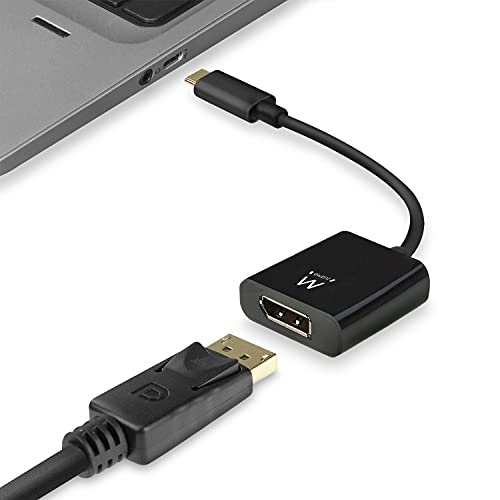 Ewent EW9825 USB-C to Displayport Cable, USB-C Displayport Cable Length 0,15m, 4K @ 60Hz USB-C Converter, Connect Additional Monitor to Laptop