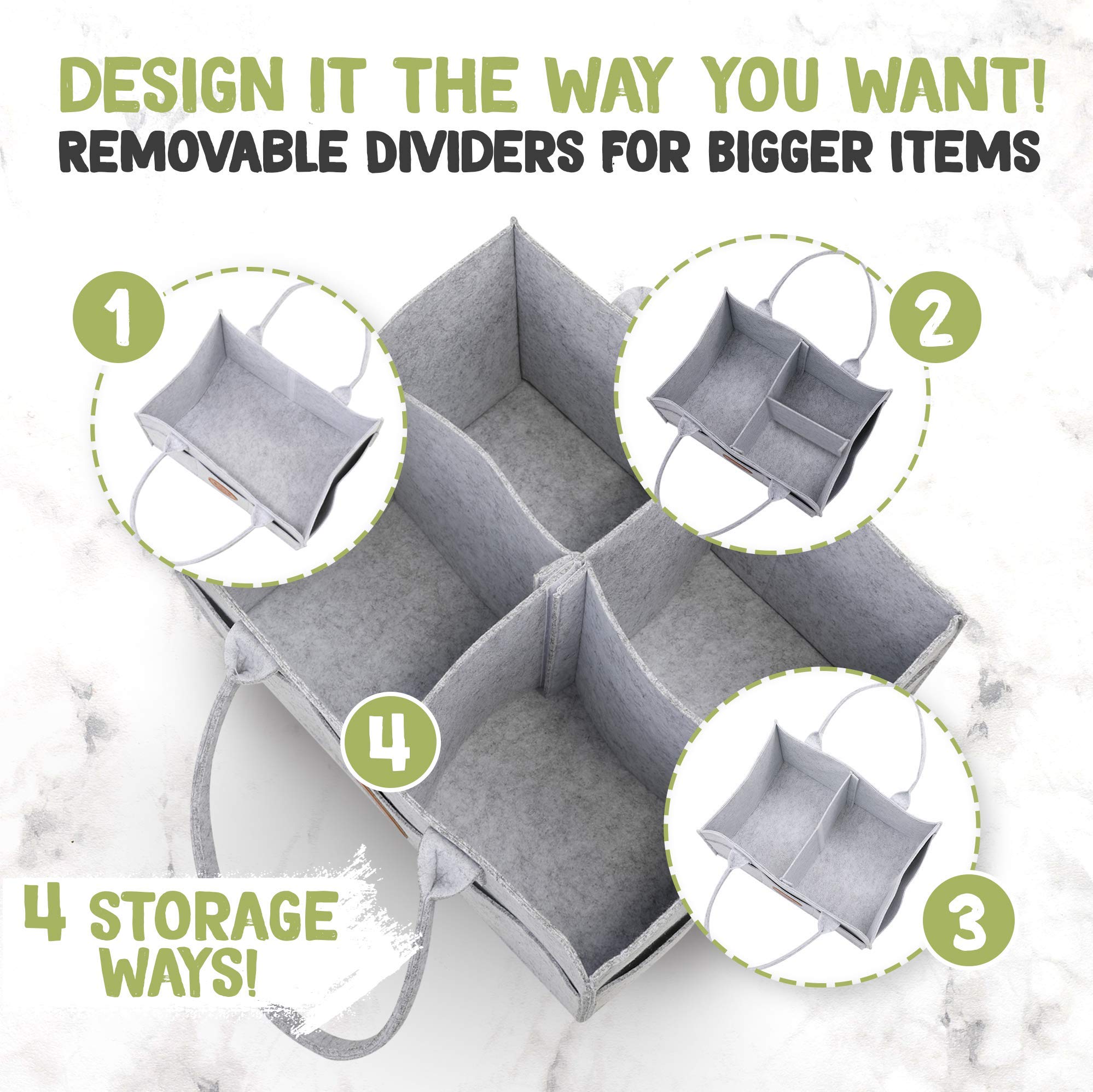Large Shatterproof Baby Car Mirror and Baby Diaper Caddy Organizer Bundle - Travel Essentials