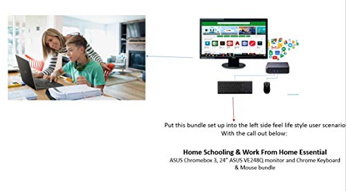 ASUS Celeron Chromebox and 24" Full HD Monitor with ChromeOS keyboard-mouse Bundle Kit